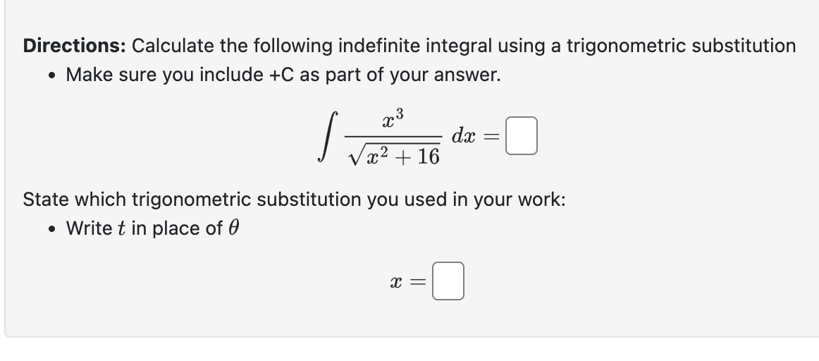 Solved Directions: Calculate the following indefinite | Chegg.com