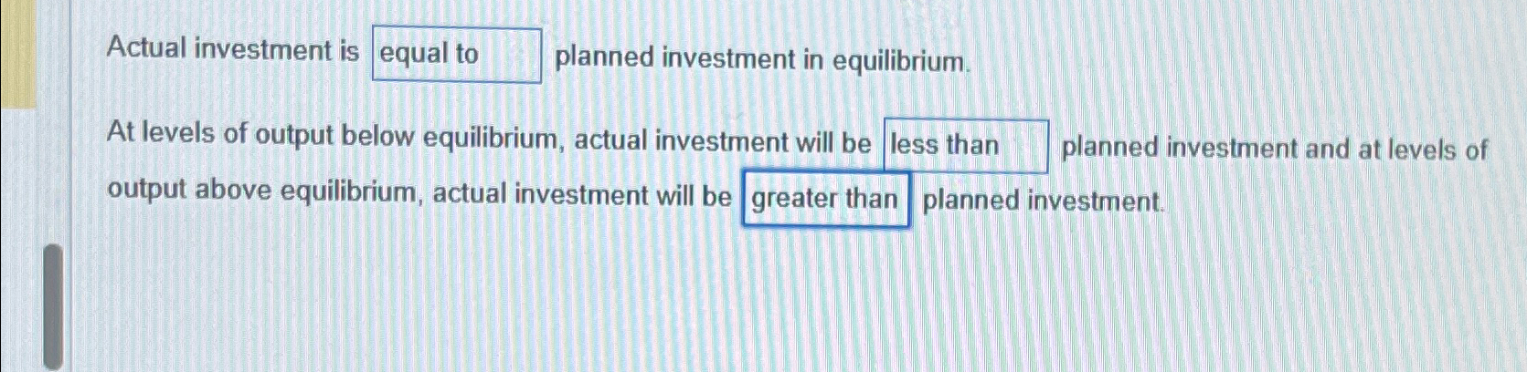 Solved Actual investment is planned investment in | Chegg.com