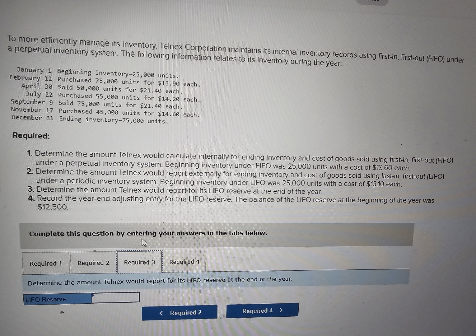 Solved To more efficiently manage its inventory, Telnex | Chegg.com