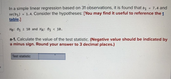 Solved In a simple linear regression based on 31 | Chegg.com
