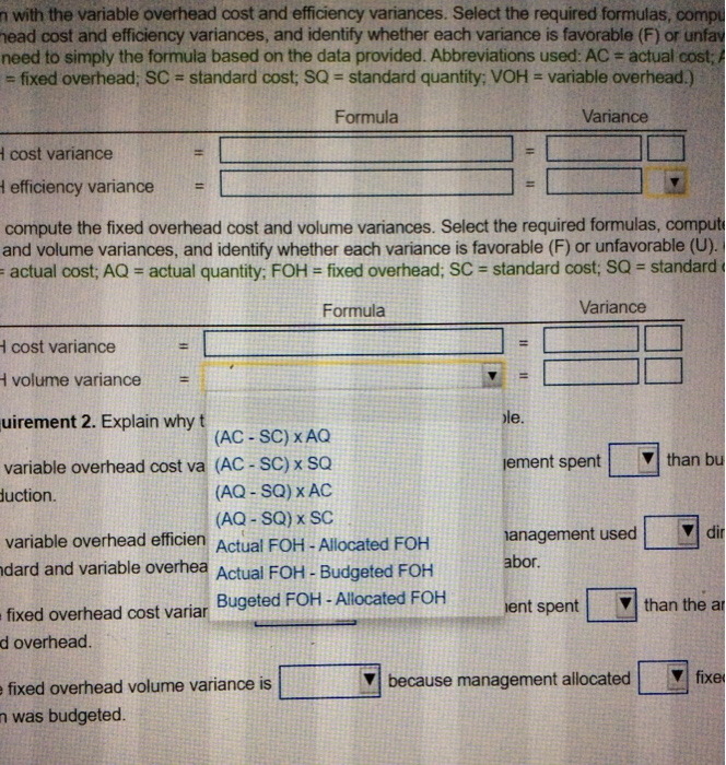 Solved A Requirements Х 1. Compute the overhead variances | Chegg.com