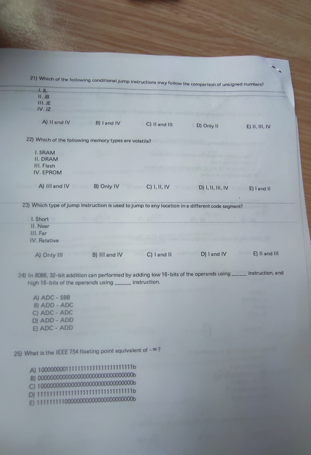 Which of the following conditional jump instructions | Chegg.com