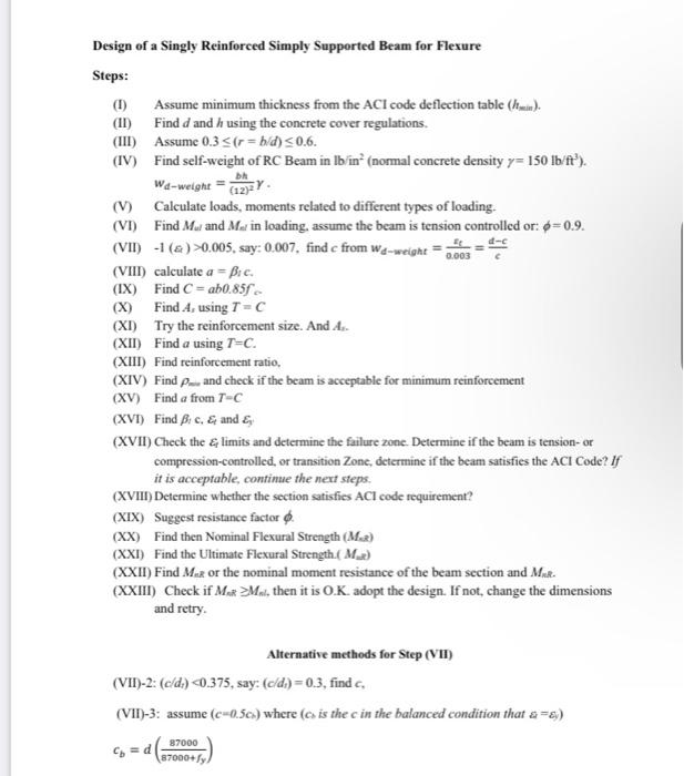 Solved Design of a Singly Reinforced Simply Supported Beam | Chegg.com