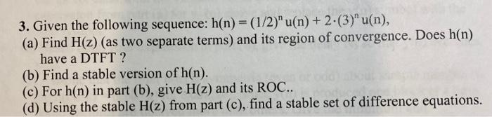 Solved 3. Given the following sequence: | Chegg.com