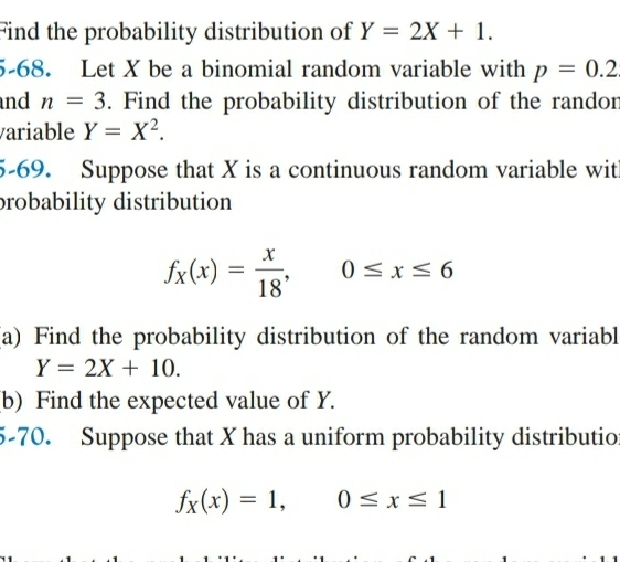Solved Find the probability distribution of Y=2x+1. 5 -68. | Chegg.com