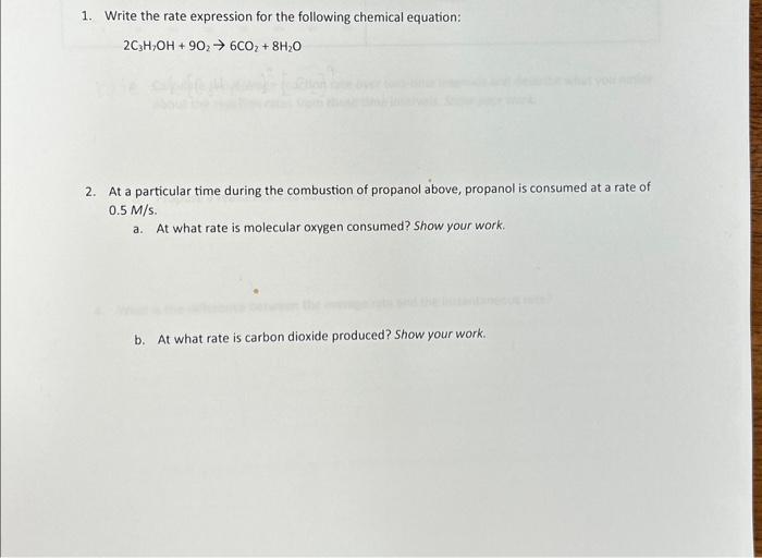 Solved 1. Write the rate expression for the following | Chegg.com