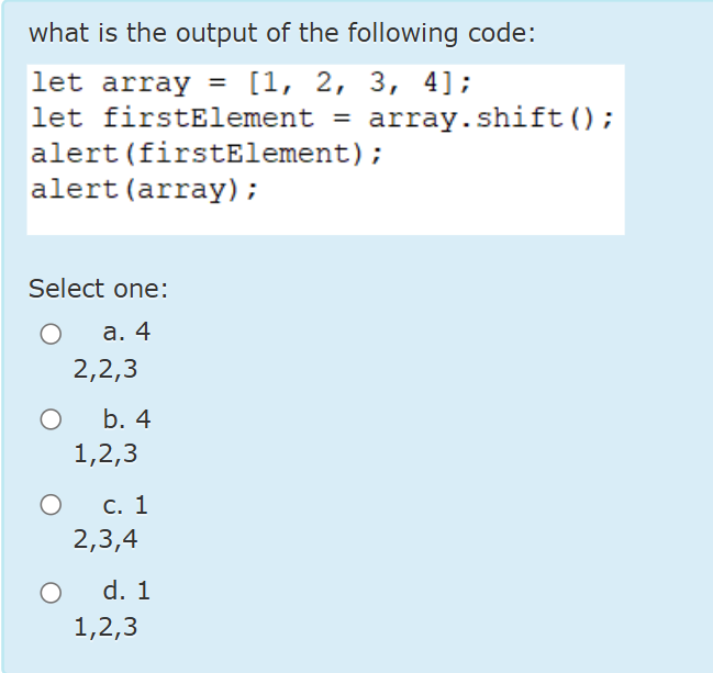 Solved what is the output of the following code:let | Chegg.com