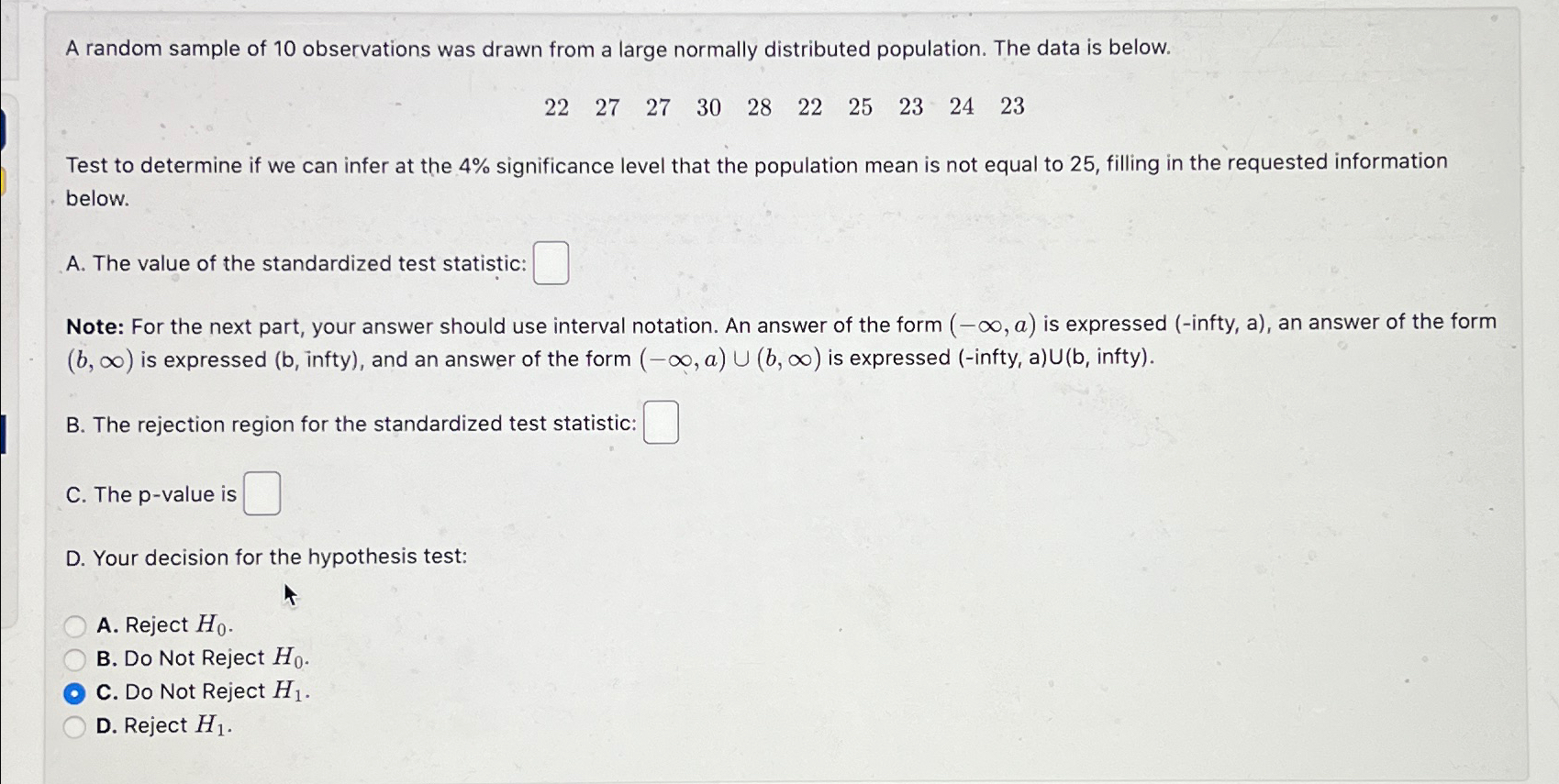 Solved A random sample of 10 ﻿observations was drawn from a | Chegg.com