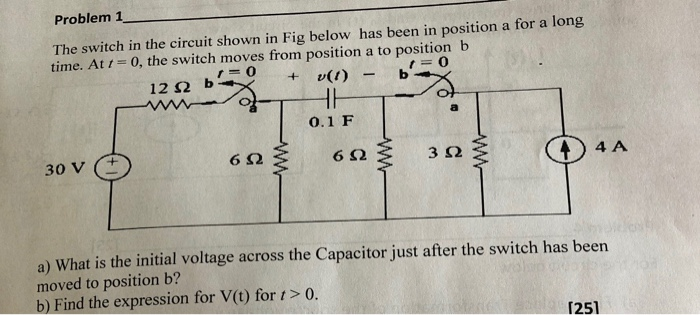 Solved Problem 1 The switch in the circuit shown in Fig | Chegg.com
