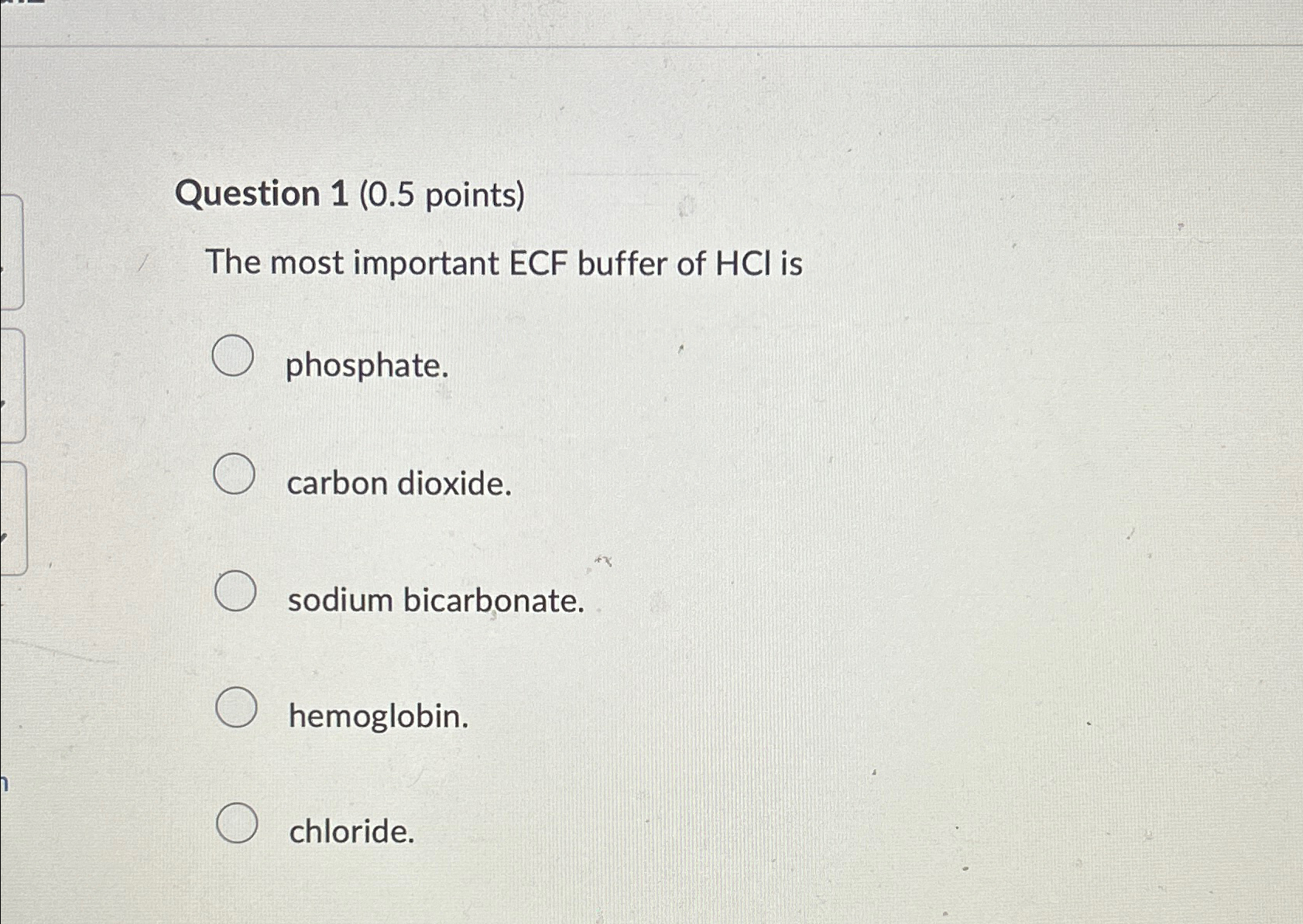 Solved Question 1 (0.5 ﻿points)The most important ECF buffer | Chegg.com