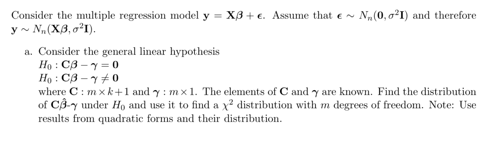 Solved Consider the multiple regression model y=xβ+εlon. | Chegg.com