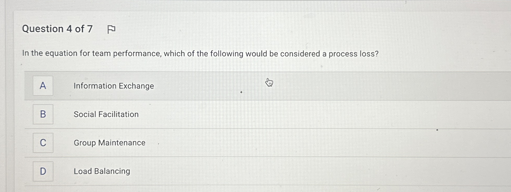 Solved Question 4 ﻿of 7In the equation for team performance, | Chegg.com