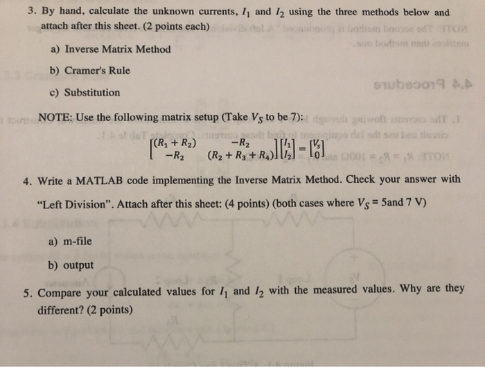 Solved 3. By hand, calculate the unknown currents, 11 and 12 | Chegg.com