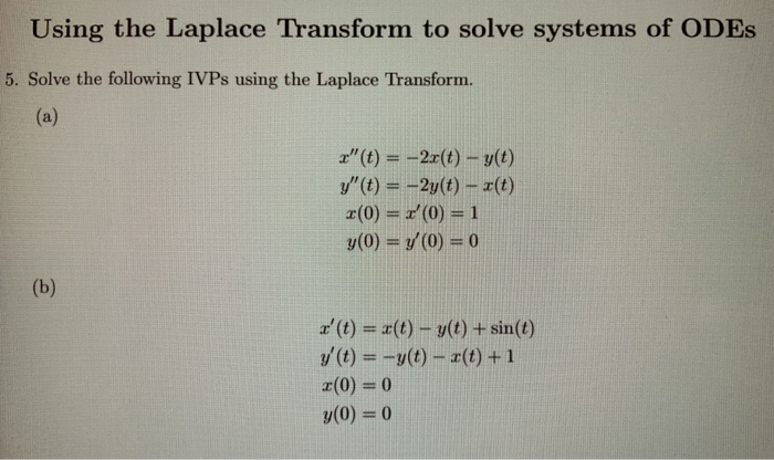 Solved Using the Laplace Transform to solve systems of ODES | Chegg.com