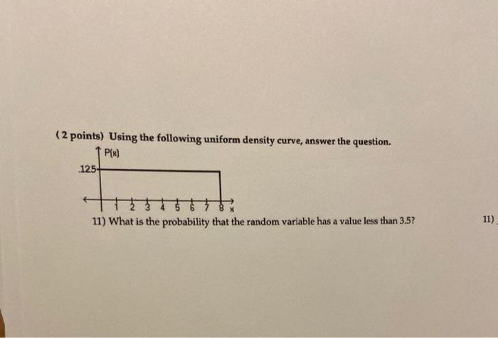 Solved (2 points) Using the following uniform density curve, | Chegg.com
