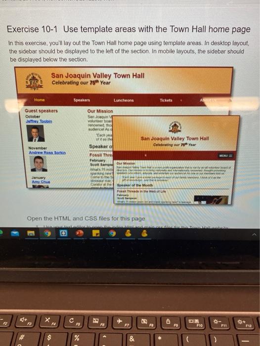 Solved Exercise 10-1 Use template areas with the Town Hall | Chegg.com