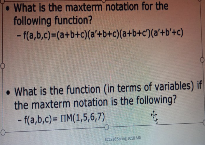 Solved • What is the maxterm notation for the following | Chegg.com
