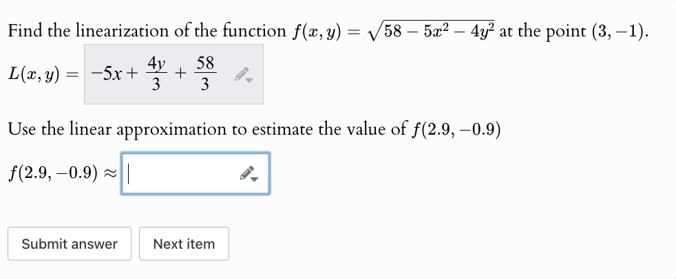 Solved Find the linearization of ﻿the function | Chegg.com