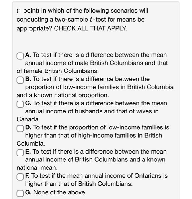 Solved (1 point) In which of the following scenarios will | Chegg.com