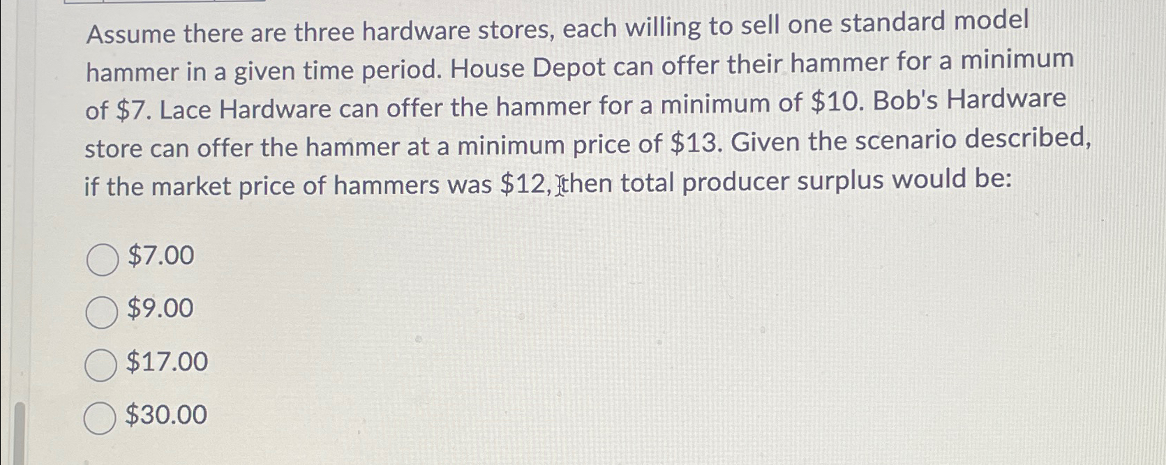 Solved Assume there are three hardware stores, each willing | Chegg.com