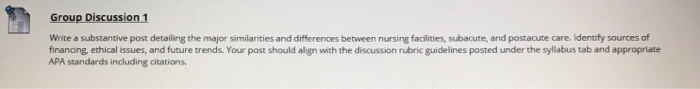 Solved Group Discussion 1 Write a substantive post detailing | Chegg.com