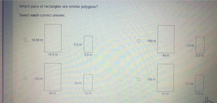 Solved Which pairs of rectangles are similar polygons? | Chegg.com