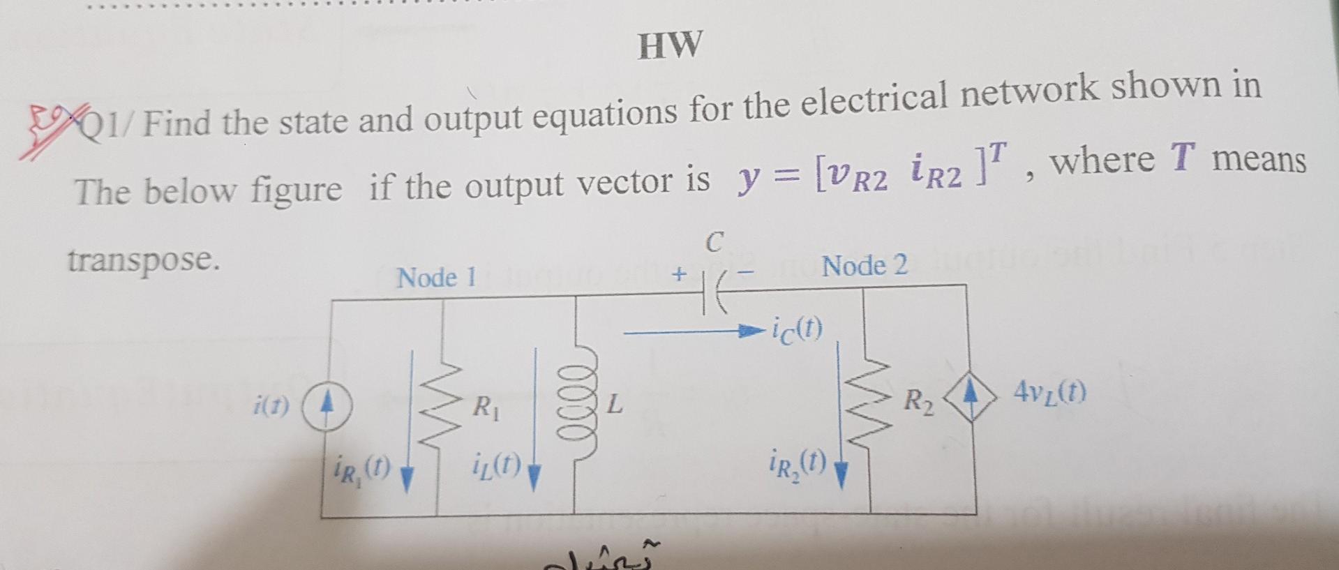 Solved 1/ Find the state and output equations for the | Chegg.com
