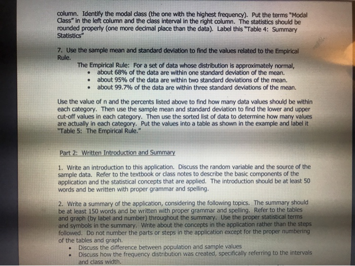 STA2023 Application: Sample Data, Statistics, and the | Chegg.com