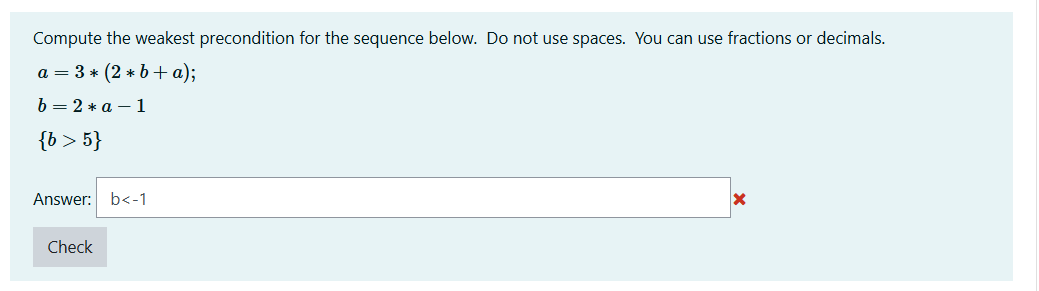 Solved Compute the weakest precondition for the sequence | Chegg.com