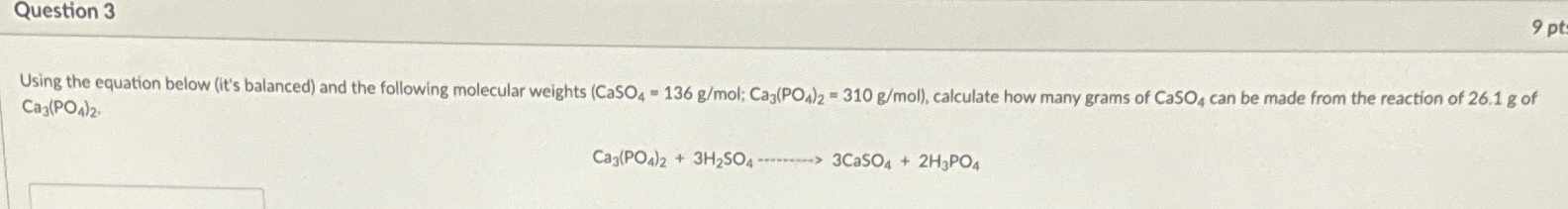 Solved Question 3Using the equation below (it's balanced) | Chegg.com
