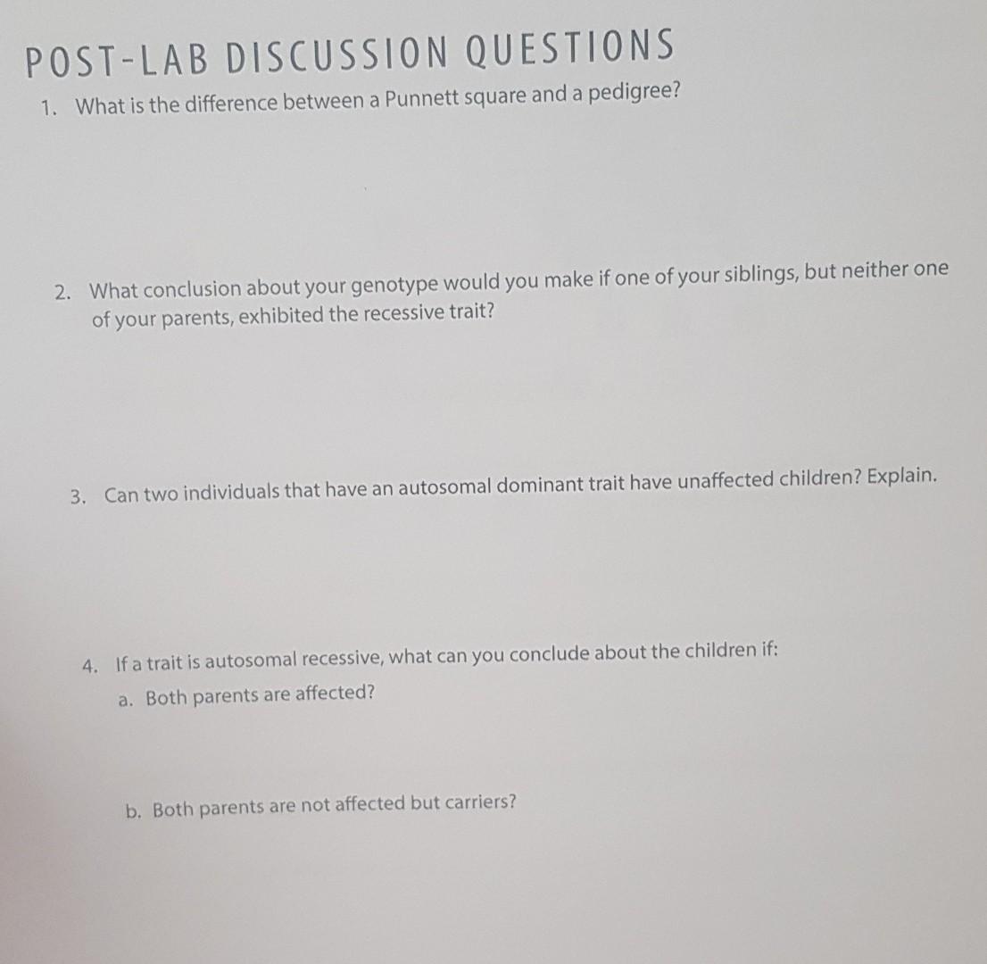 Solved POST-LAB DISCUSSION QUESTIONS 1. What is the | Chegg.com