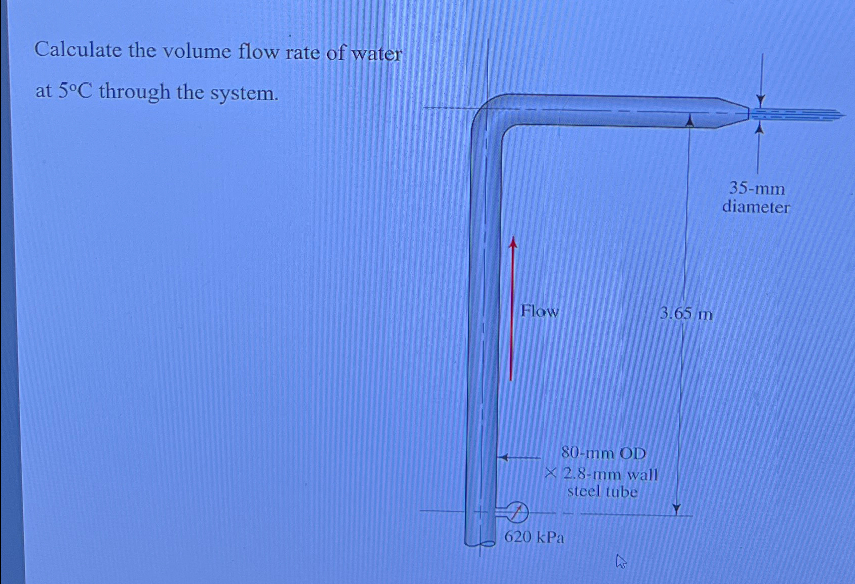 Solved Calculate the volume flow rate of water at 5°C | Chegg.com