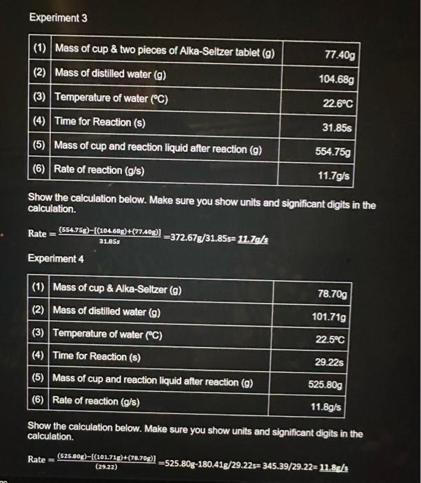 Solved Lab 8.1: Kinetics of Alka-Seltzer Reaction 1. | Chegg.com