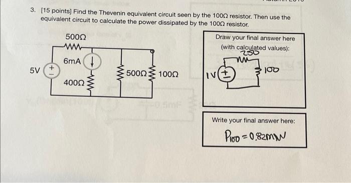 Solved 3. [15 points] Find the Thevenin equivalent circuit | Chegg.com