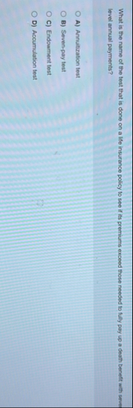 Solved What is the name of the test that is done on a life | Chegg.com