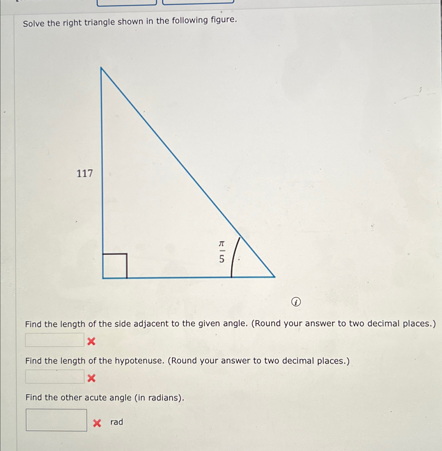 Solved Solve the right triangle shown in the following | Chegg.com