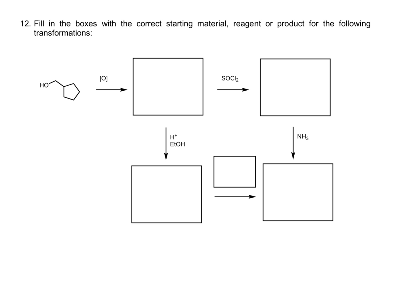 Solved Fill in the boxes with the correct starting material, | Chegg.com