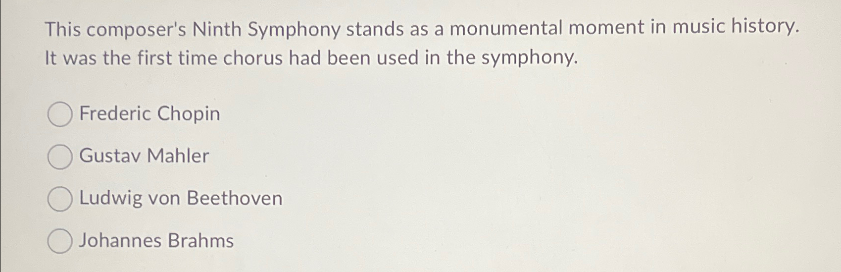 Solved This composer's Ninth Symphony stands as a monumental | Chegg.com