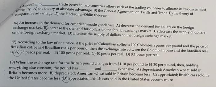 Solved According to trade between two countries allows each | Chegg.com