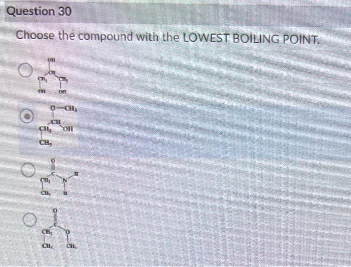 Choose the compound with the LOWEST BOILING POINT. | Chegg.com