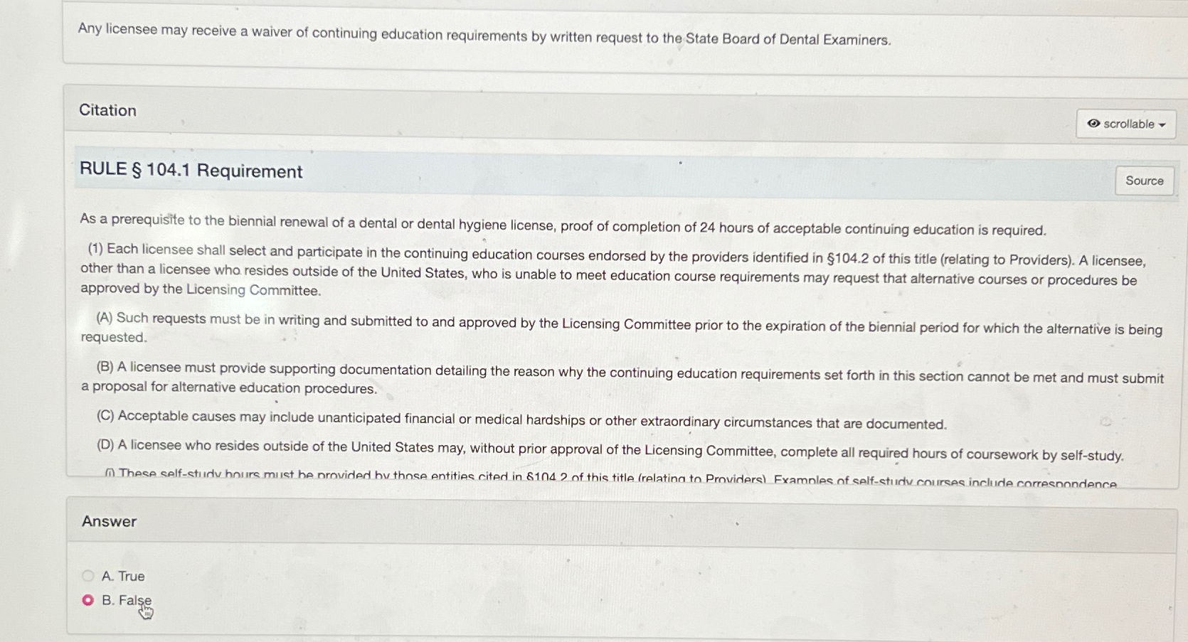 Solved Any licensee may receive a waiver of continuing | Chegg.com