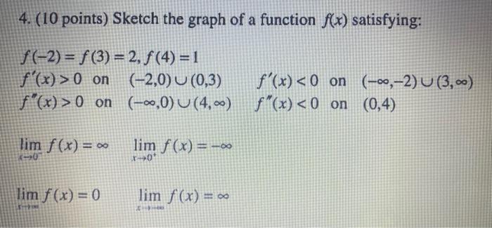 Solved 4. ( 10 points) Sketch the graph of a function f(x) | Chegg.com