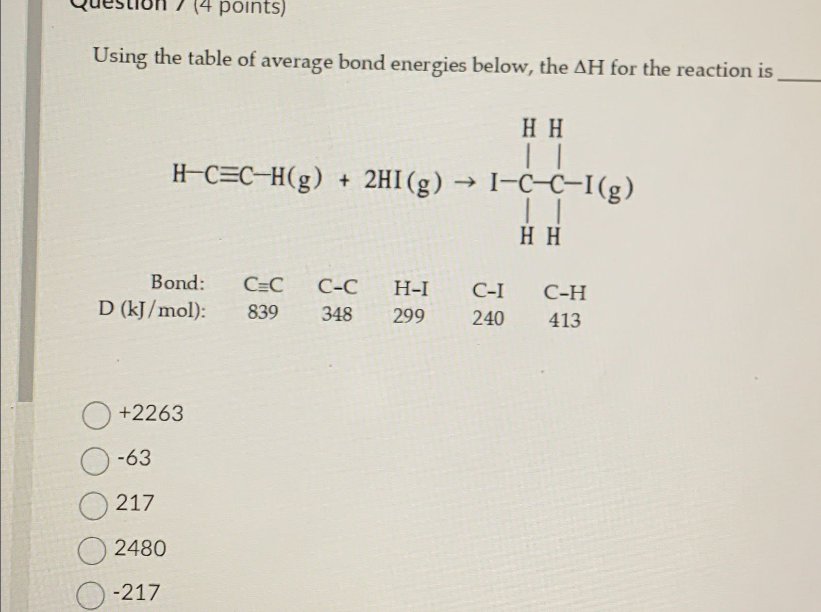 Solved Using the table of average bond energies below, the | Chegg.com