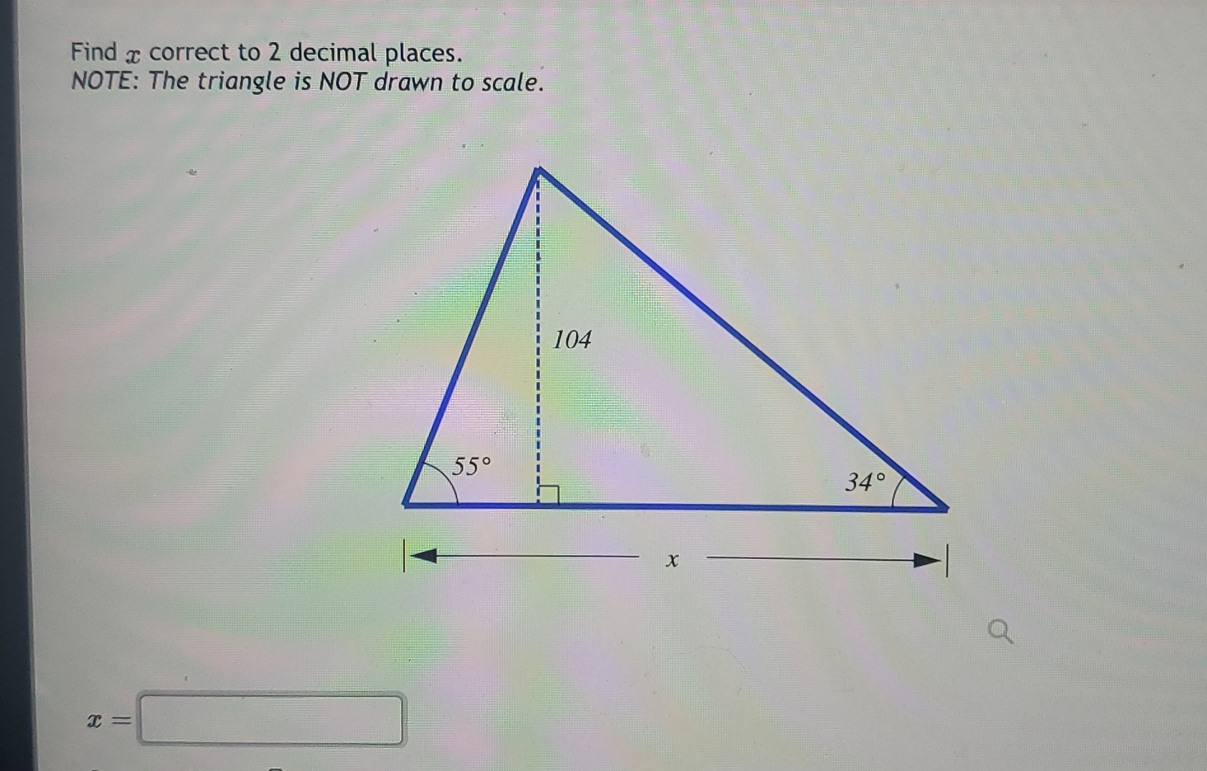 Solved Find x ﻿correct to 2 ﻿decimal places.NOTE: The | Chegg.com