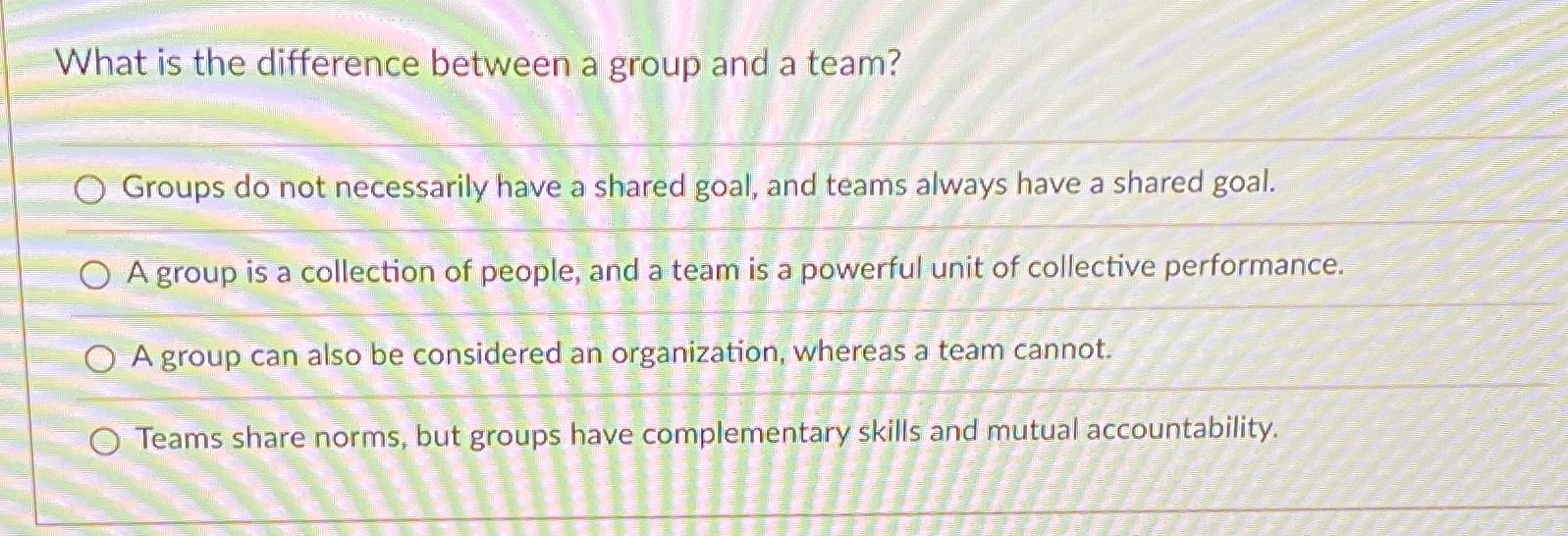 Solved What is the difference between a group and a | Chegg.com