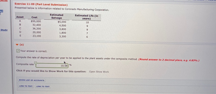 Solved Exercise 11-09 (Part Level Submission) Presented | Chegg.com