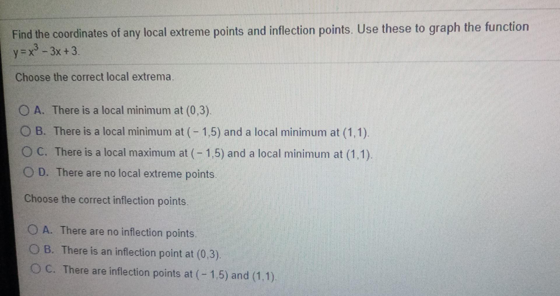 Solved Find the coordinates of any local extreme points and | Chegg.com