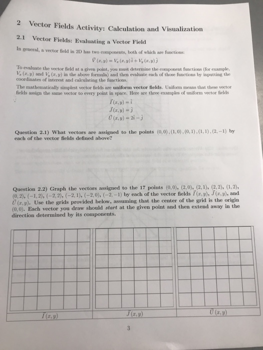 Solved 2 Vector Fields Activity: Calculation and | Chegg.com