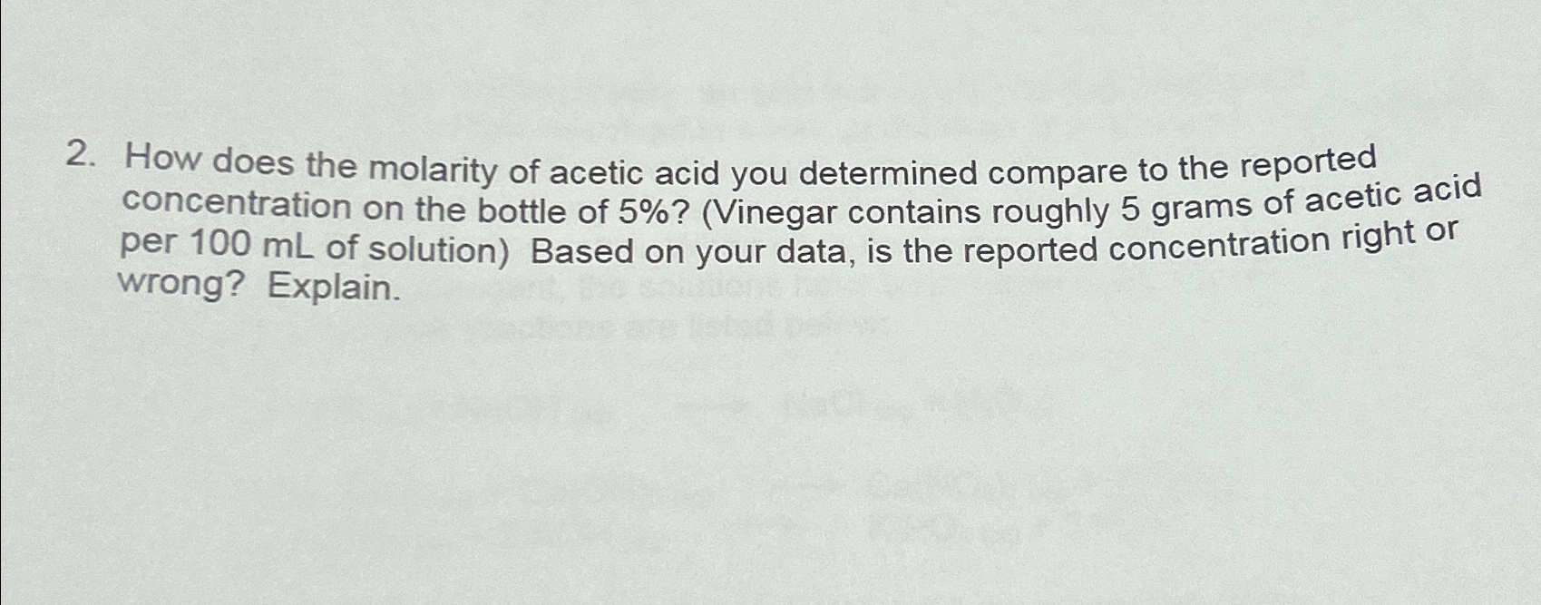 Solved How does the molarity of acetic acid you determined | Chegg.com