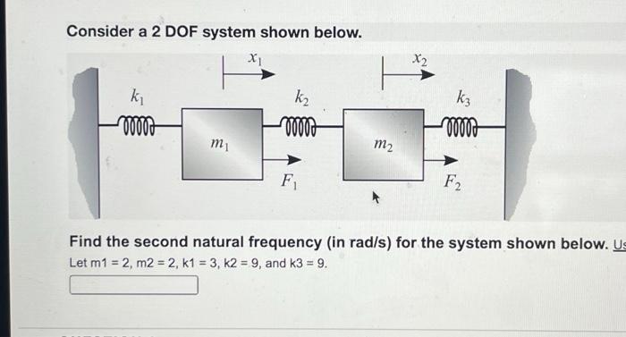 Consider a 2 DOF system shown below. Find the second | Chegg.com